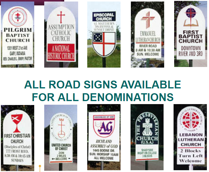 roadsign, road signs, united church of christ, presbyterian, episcopal ...